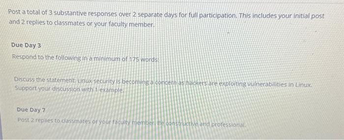 Solved Post a total of 3 substantive responses over 2 | Chegg.com