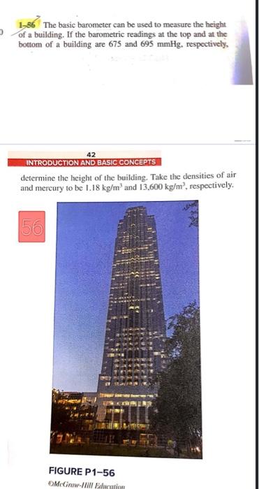 Solved 1-56 The basic barometer can be used to measure the | Chegg.com