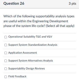 Solved Question 26Which of the following supportability | Chegg.com