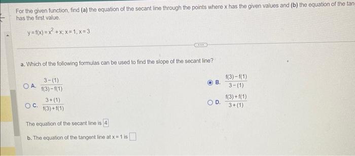 Solved Cor the given function, find (a) the equation of the | Chegg.com
