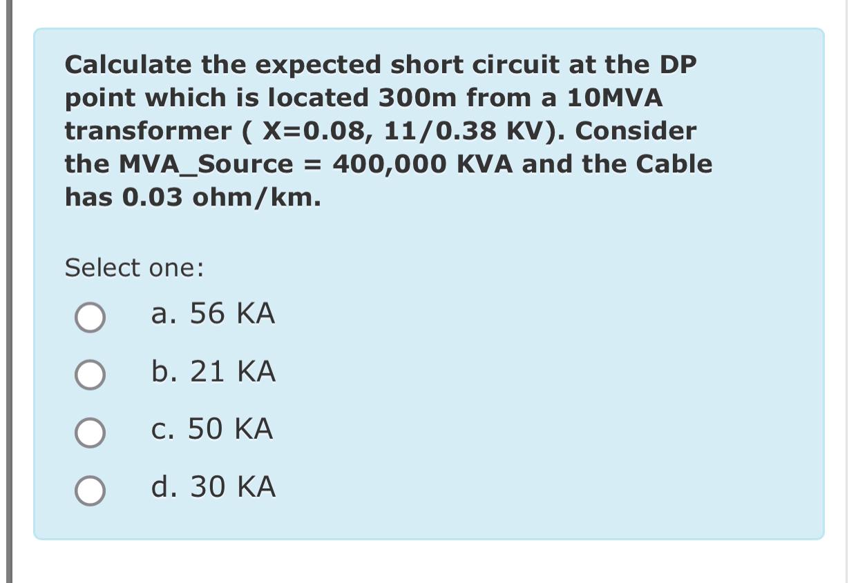 Solved Calculate the expected short circuit at the DP point | Chegg.com