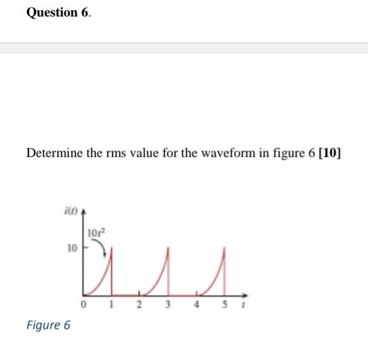 Solved Question 6. Determine the rms value for the waveform | Chegg.com