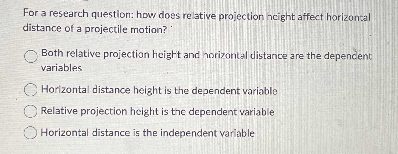 Solved For a research question: how does relative projection | Chegg.com