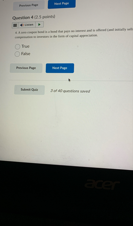 Solved Question 4 (2.5 ﻿points) 4. ﻿A zero coupon bond is a | Chegg.com