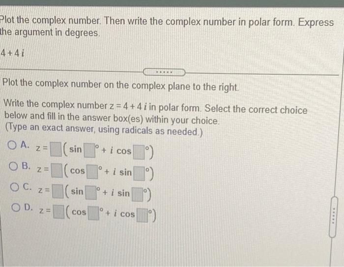 Solved Plot the complex number. Then write the complex | Chegg.com