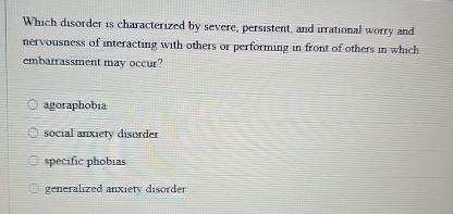 Solved Which disorder is characterized by severe, | Chegg.com