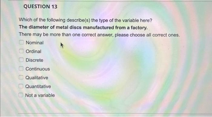 Solved Which of the following describe(s) the type of the | Chegg.com