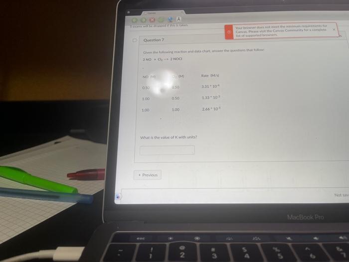 Solved Given the following reaction and data chart, answer | Chegg.com