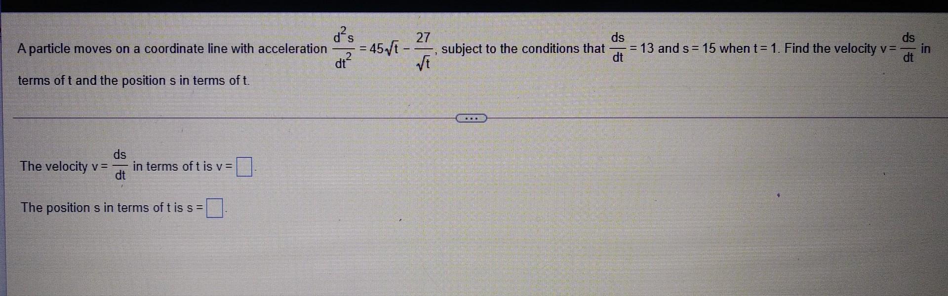 Solved d's A particle moves on a coordinate line with | Chegg.com