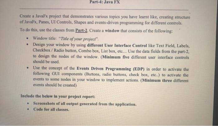 Solved Part-4: Java FX Create a JavaFx project that | Chegg.com