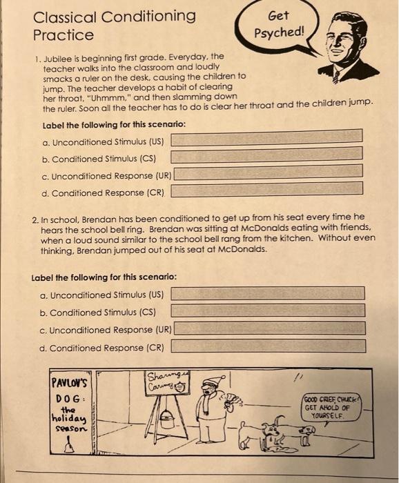 Solved Classical Conditioning Practice 1. Jubilee is | Chegg.com