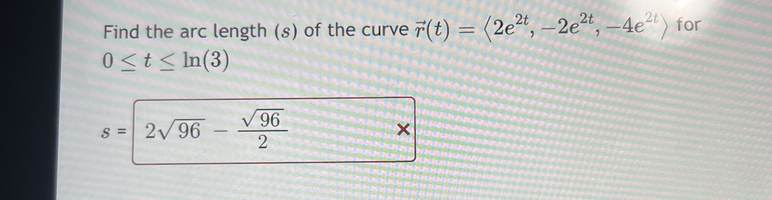 Solved Find the arc length (s) ﻿of the curve | Chegg.com
