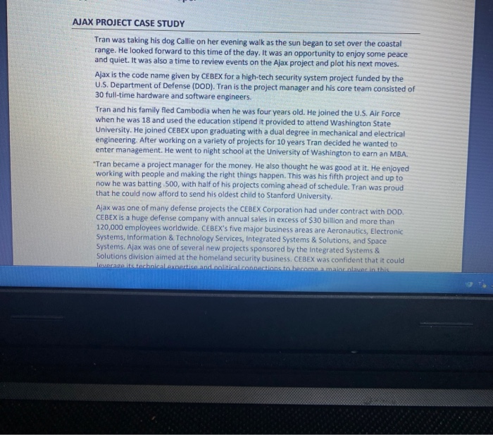 Solved AJAX PROJECT CASE STUDY Tran was taking his dog | Chegg.com
