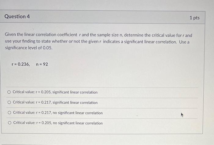 Solved Given the linear correlation coefficient r and the | Chegg.com