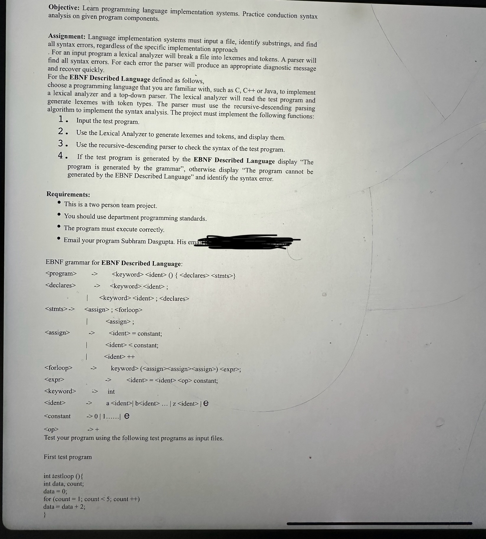 Solved Objective: Learn programming language implementation | Chegg.com