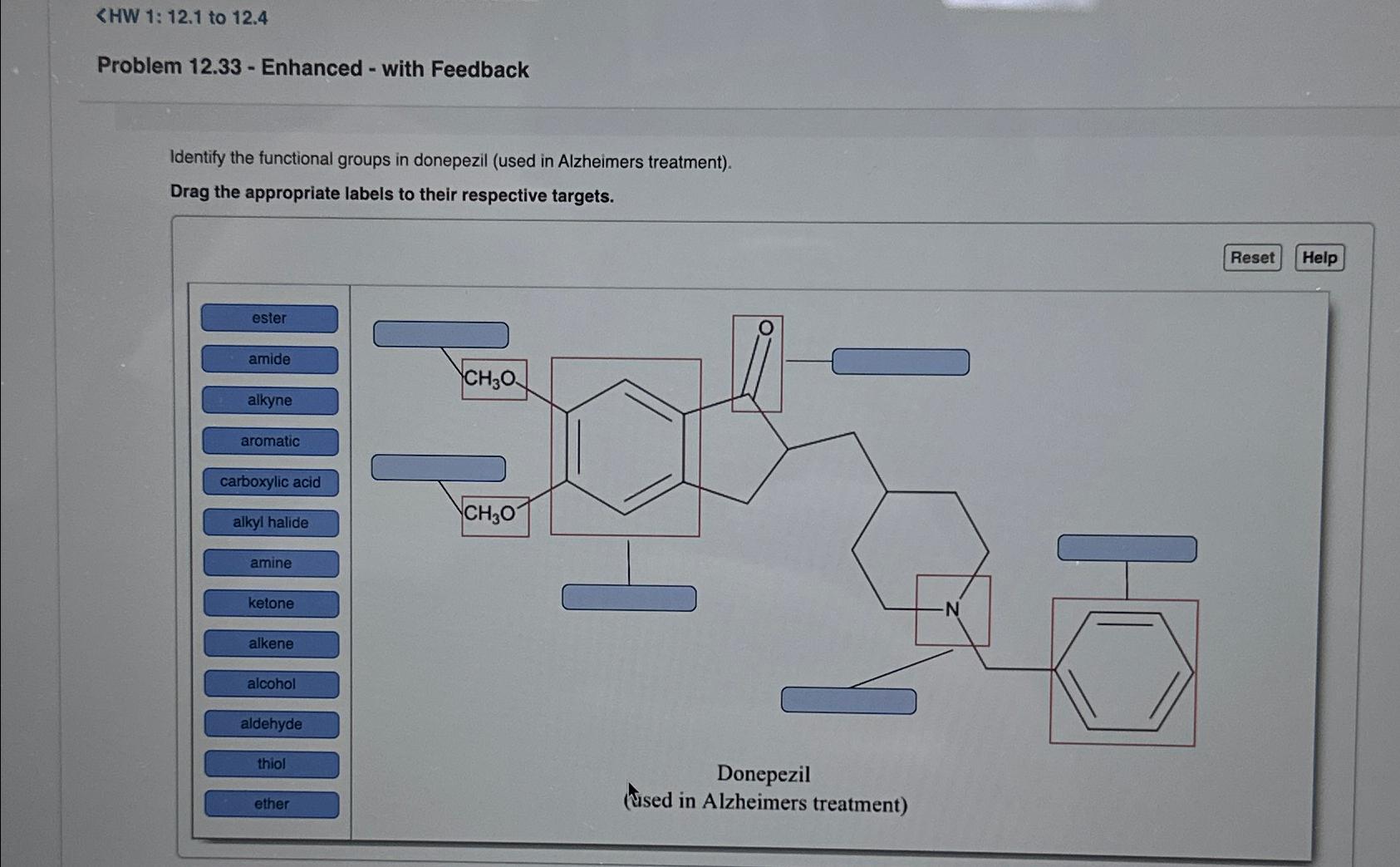 Solved Identify the functional groups in donepezil (used in | Chegg.com