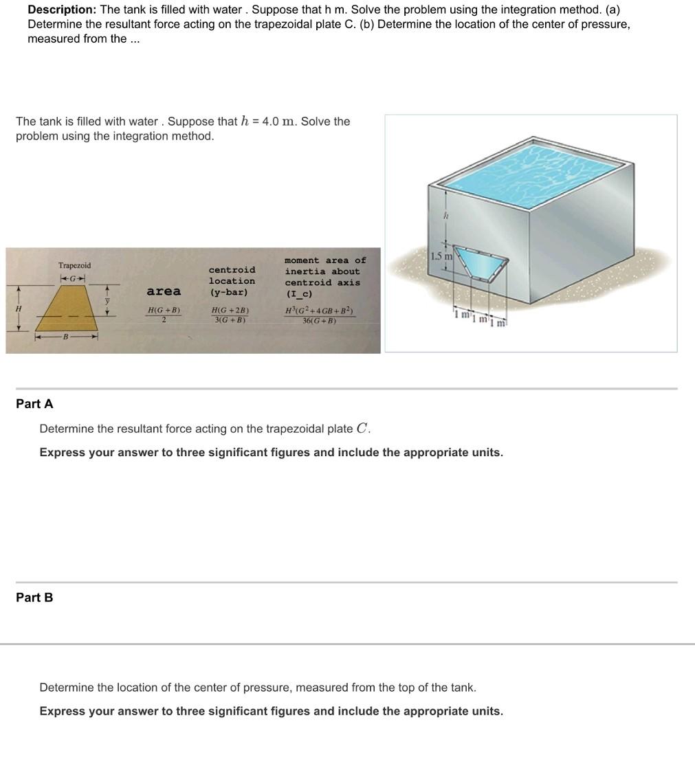 Solved Description: The tank is filled with water . Suppose | Chegg.com