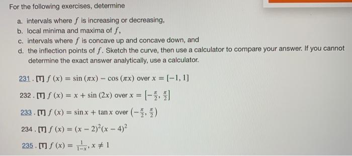 Solved For the following exercises, determine a. intervals | Chegg.com