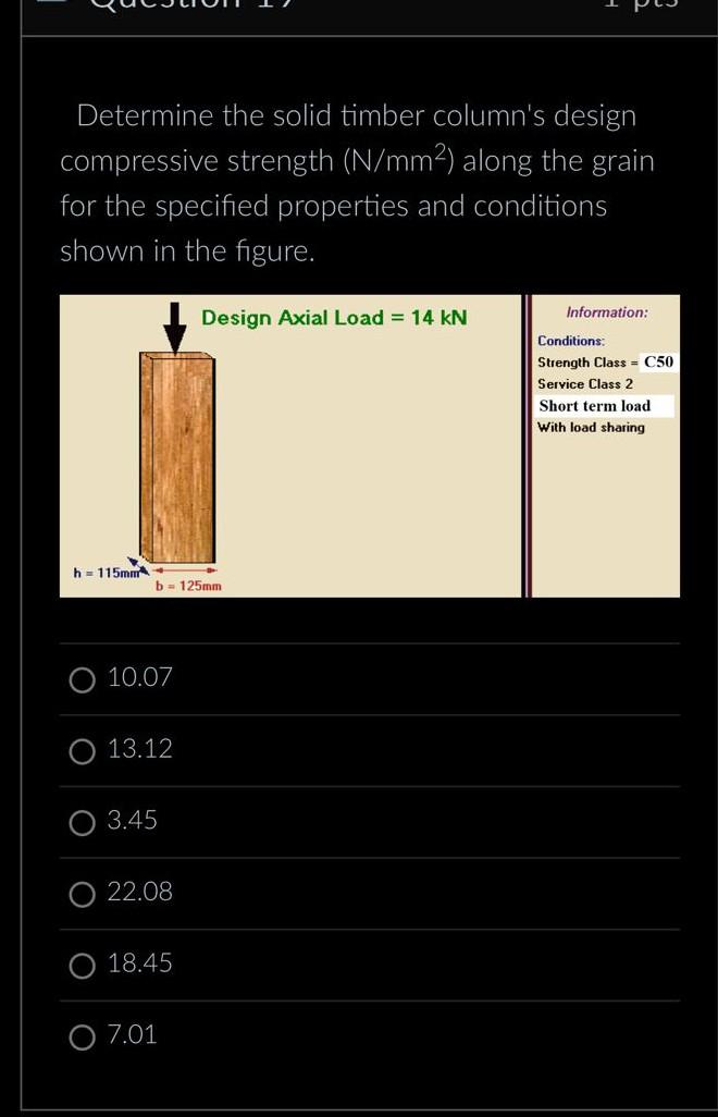 Solved Determine the solid timber column's design | Chegg.com