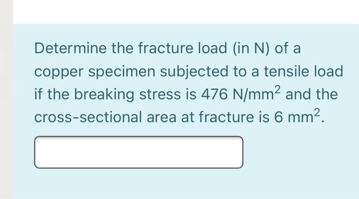 Solved Determine the fracture load (in N) of a copper | Chegg.com