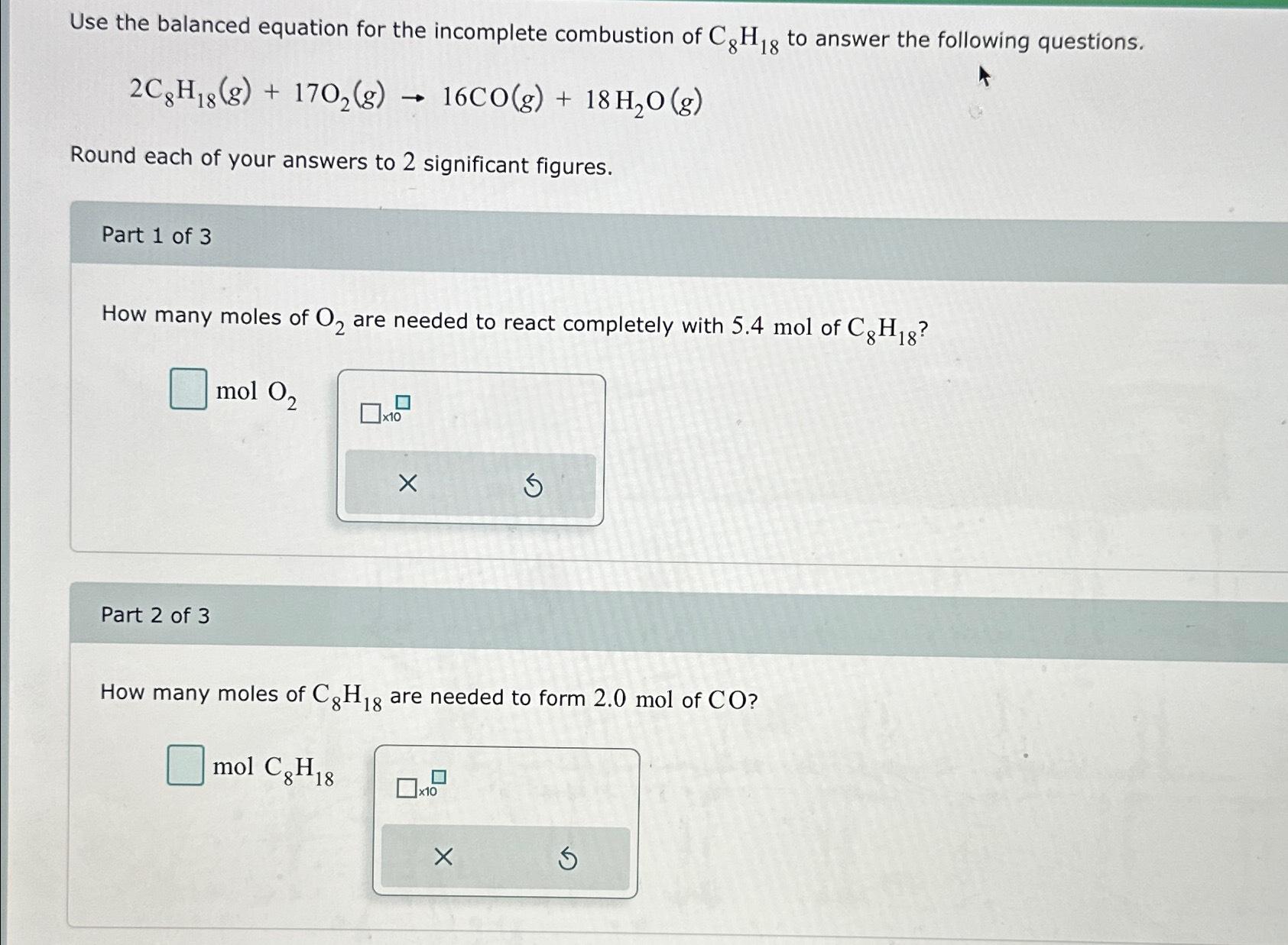 Solved Use The Balanced Equation For The Incomplete
