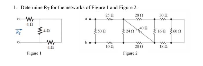 Solved 1. Determine RT for the networks of Figure 1 and | Chegg.com
