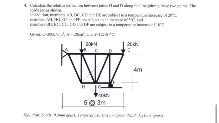Solved 4. Calculate the relative deflection between joints H | Chegg.com