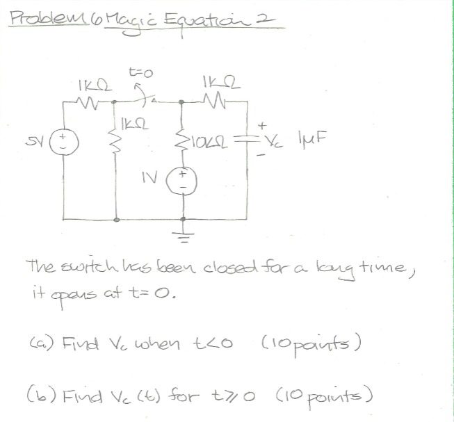 Solved Problem 6Magic Equation 2The switch has been closed | Chegg.com
