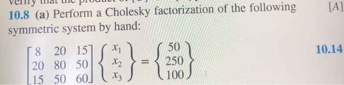 Solved 10 8 A Perform A Cholesky Factorization Of The