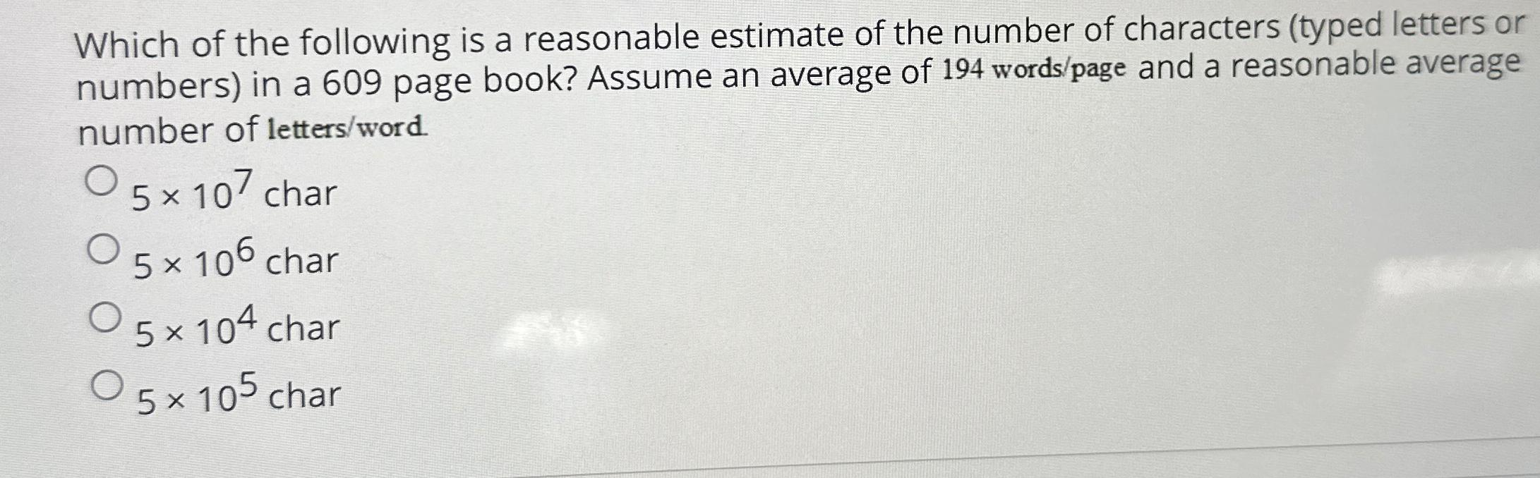 Solved Which of the following is a reasonable estimate of | Chegg.com