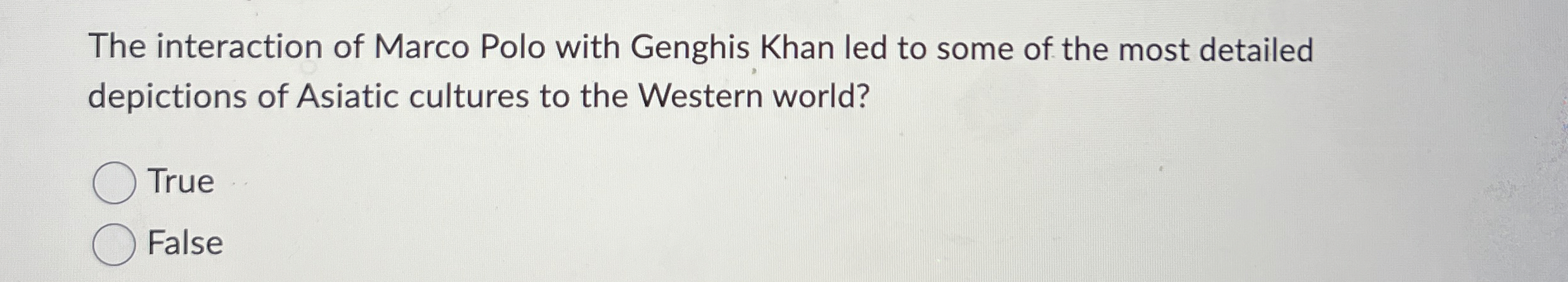 Solved The interaction of Marco Polo with Genghis Khan led | Chegg.com