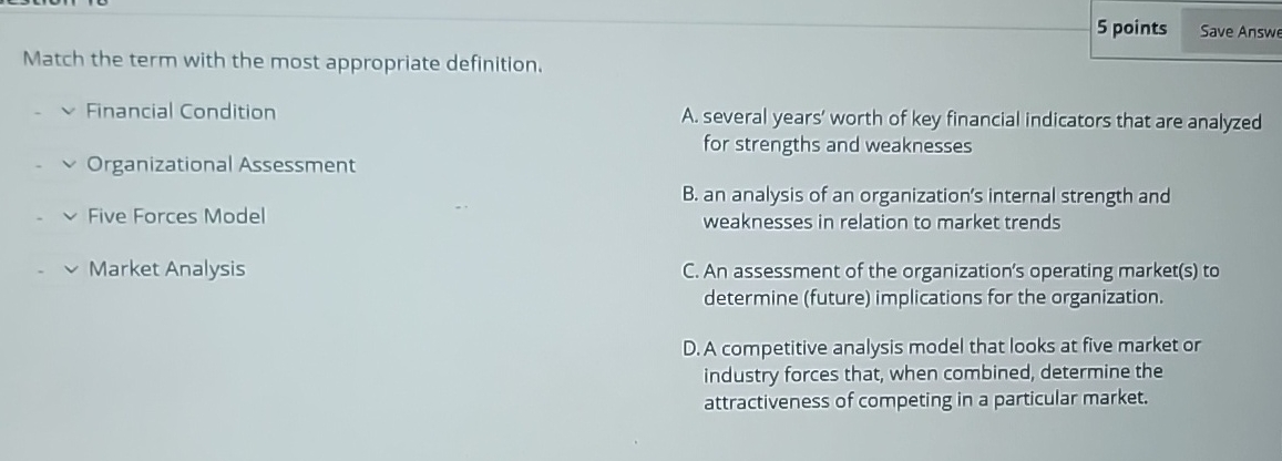 Solved Match the term with the most appropriate definition. | Chegg.com