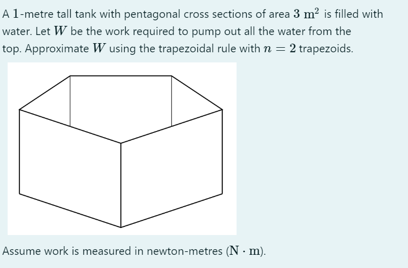Solved A 1-metre tall tank with pentagonal cross sections of | Chegg.com