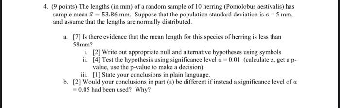 Solved ( 9 points) The lengths (in mm ) of a random sample | Chegg.com