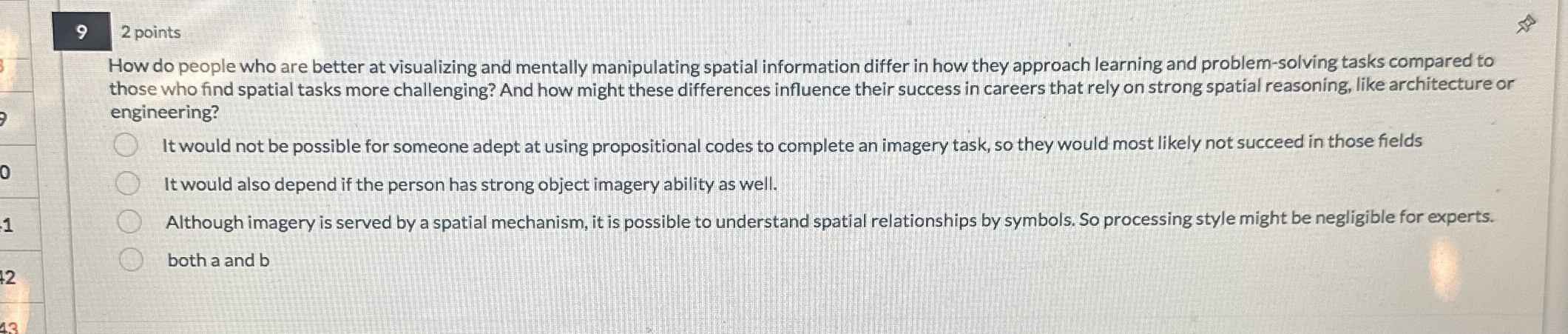 Solved 92 ﻿pointsHow do people who are better at visualizing | Chegg.com