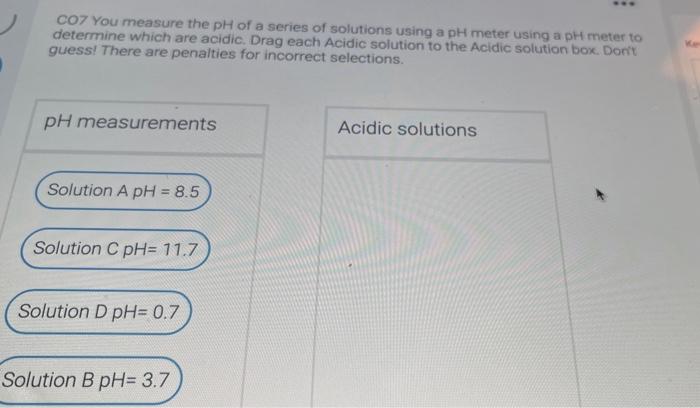 Solved CO7 You measure the pH of a series of solutions using | Chegg.com