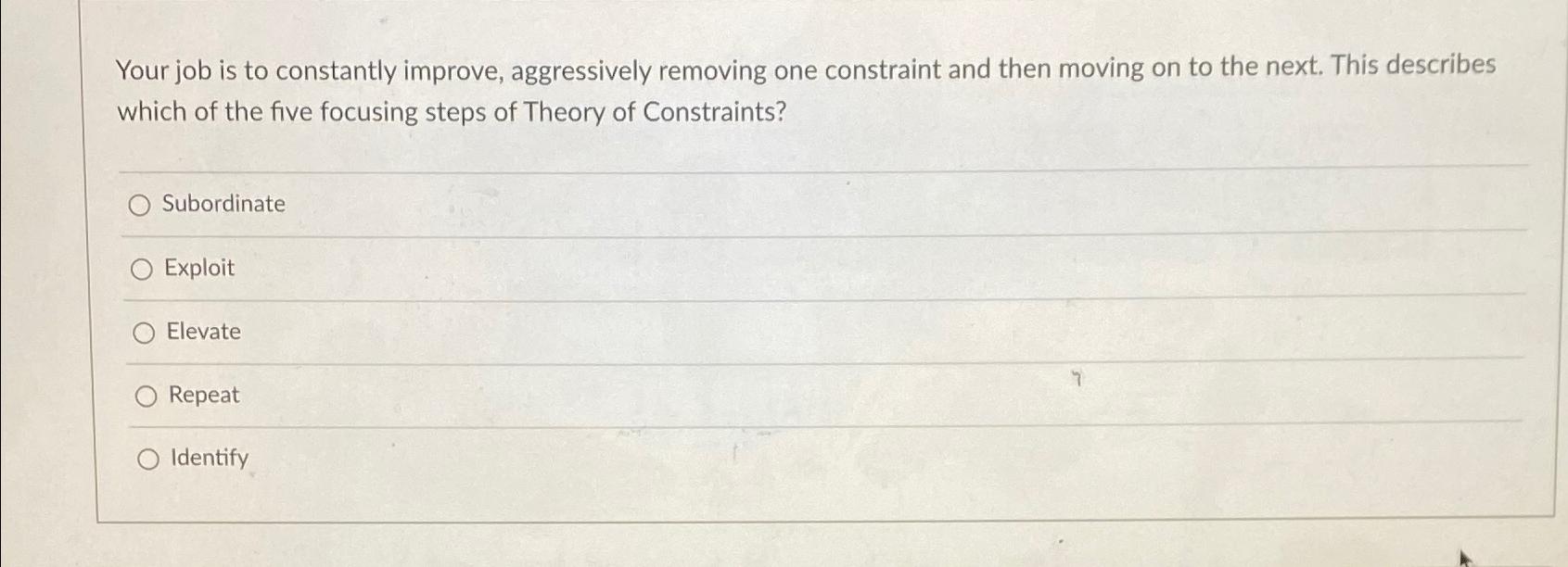 Solved Your job is to constantly improve, aggressively | Chegg.com