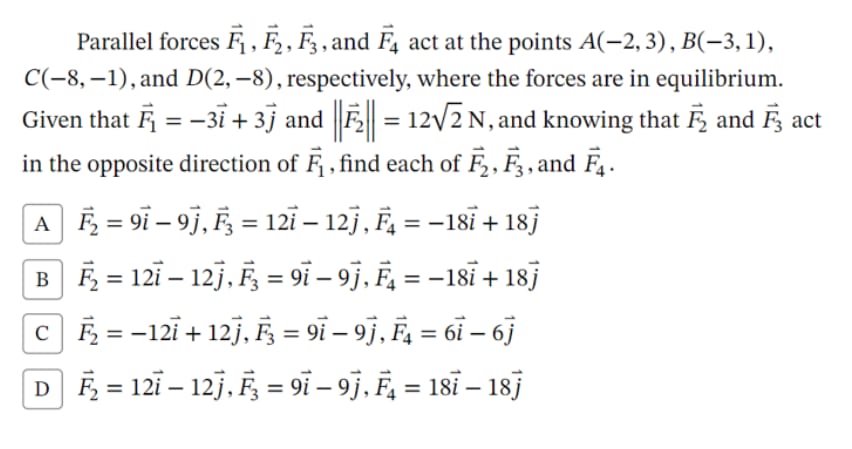 Solved Parallel forces vec(F)1,vec(F)2,vec(F)3, ﻿and vec(F)4 | Chegg.com