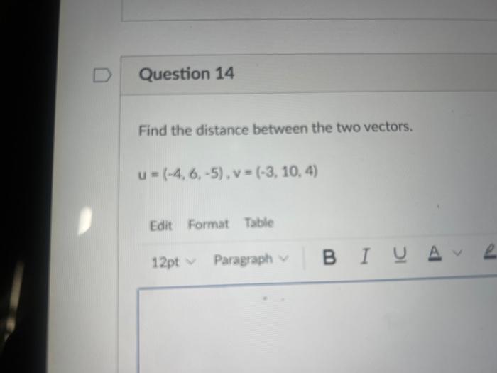 Solved Find the distance between the two vectors. | Chegg.com