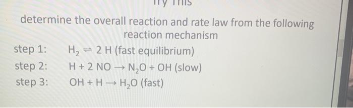 Solved determine the overall reaction and rate law from the | Chegg.com