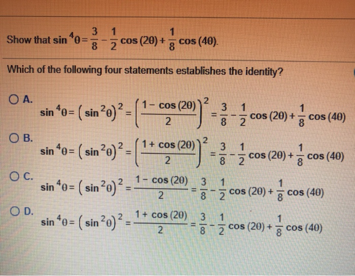 Solved 3 tan (20) – tanº (20) Establish the identity. tan | Chegg.com
