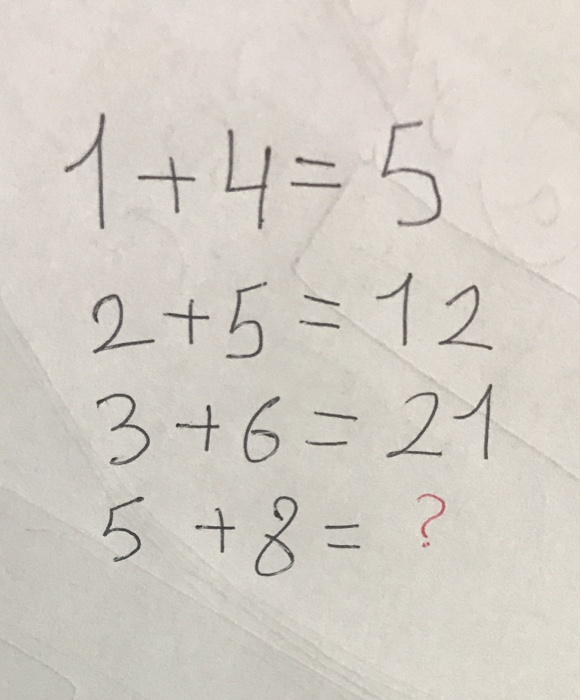 Solved 1+1=5 2+5=12 3+6 = 24 5 +3=? | Chegg.com