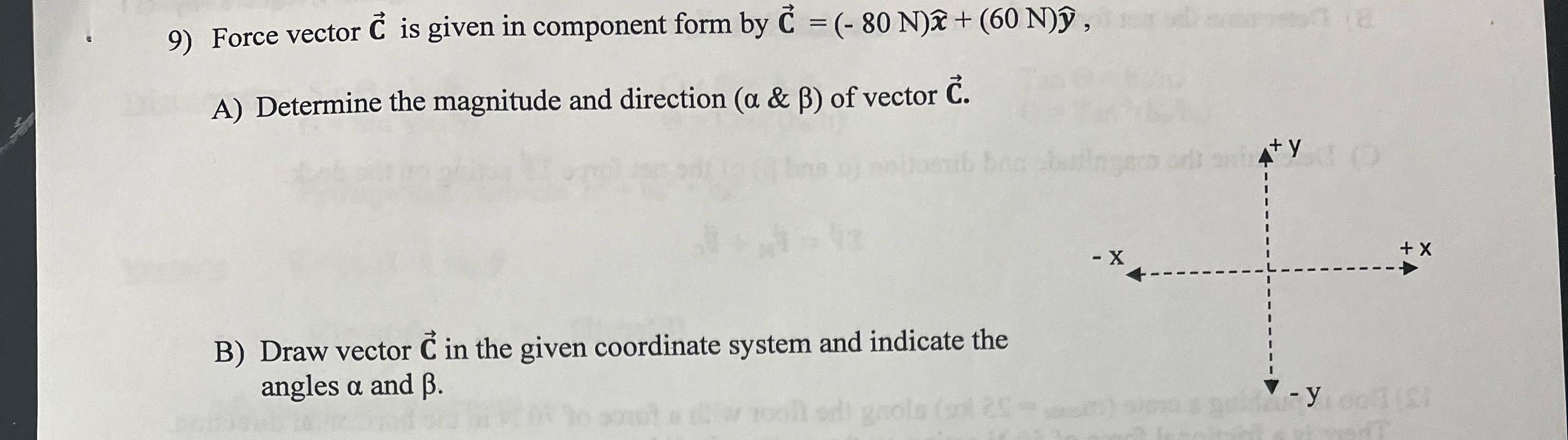 Solved Force vector vec(C) ﻿is given in component form by | Chegg.com