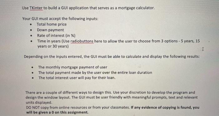 Solved Use TKinter to build a GUI application that serves as | Chegg.com