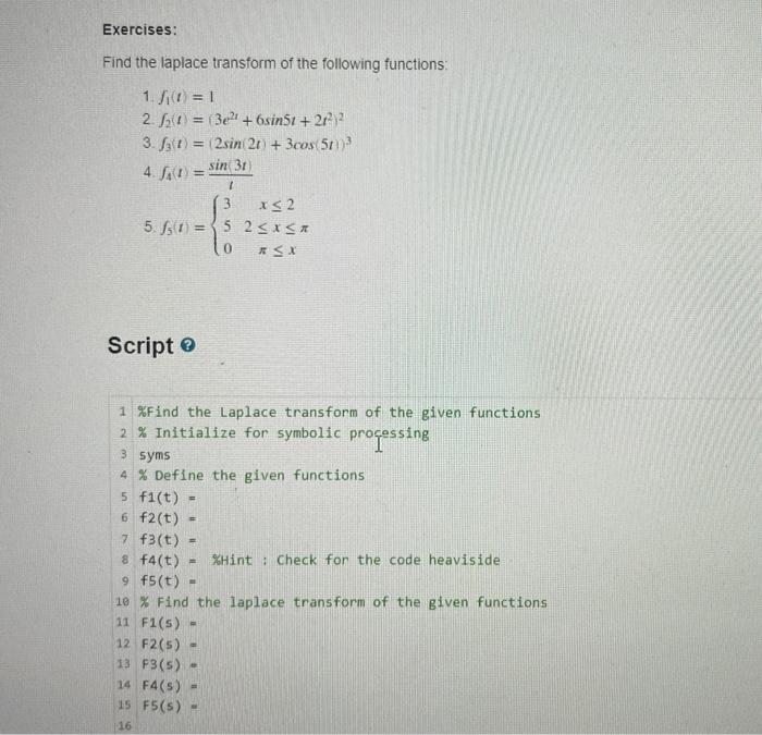 Solved Find the laplace transform of the following | Chegg.com