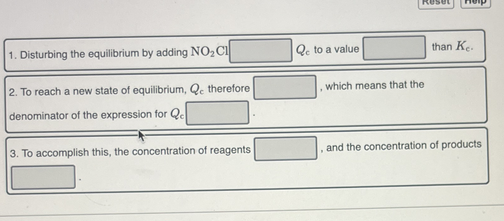 Solved Disturbing the equilibrium by adding NO2ClQc ﻿to a | Chegg.com