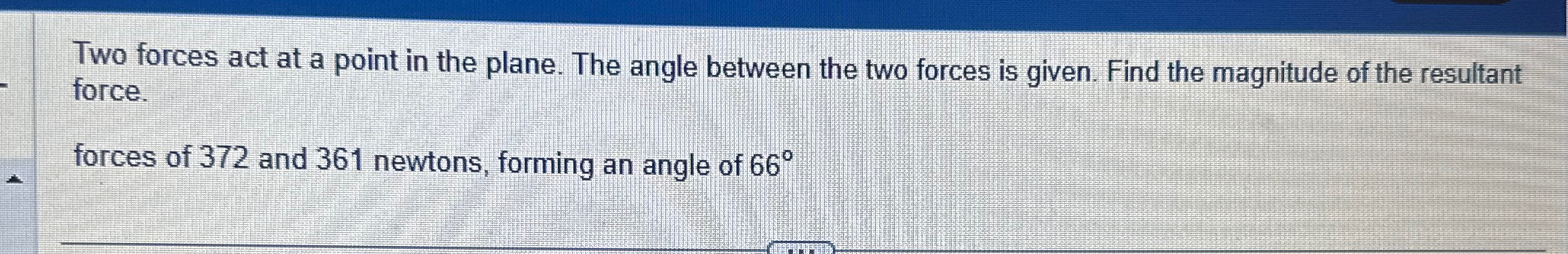 Solved Two forces act at a point in the plane. The angle | Chegg.com