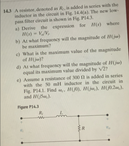 Solved 14.3 ﻿A resistor, denoted as Rl, ﻿is added in series | Chegg.com