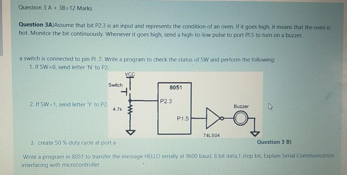 Question 3 A + 3B=12 Marks Question 3A)Assume that | Chegg.com