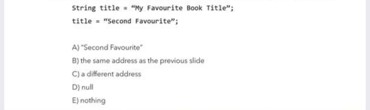Solved String title = "My Favourite Book Title";title = | Chegg.com